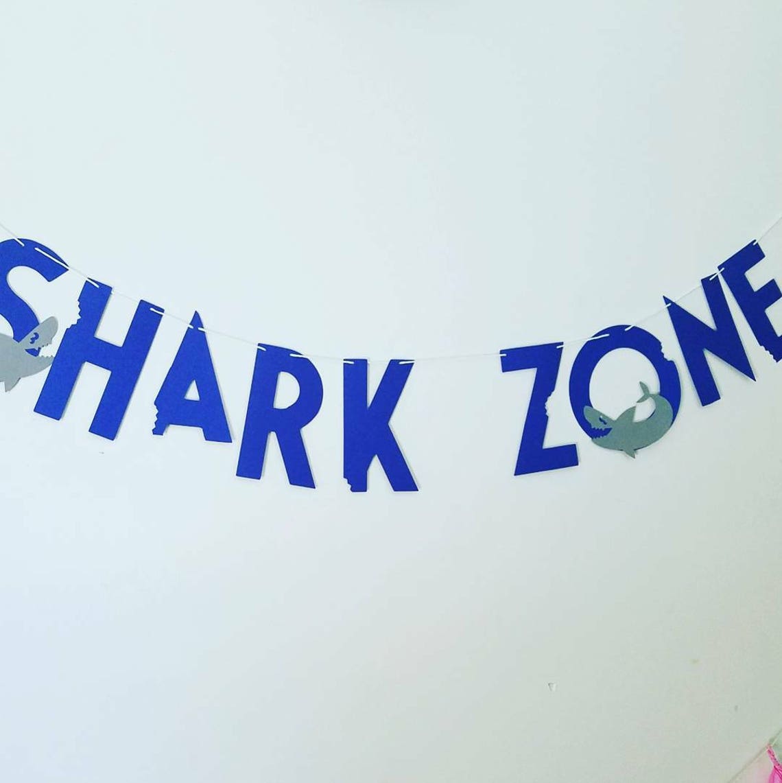Shark Banner Shark Party Decor Shark Zone Banner Shark - Etsy