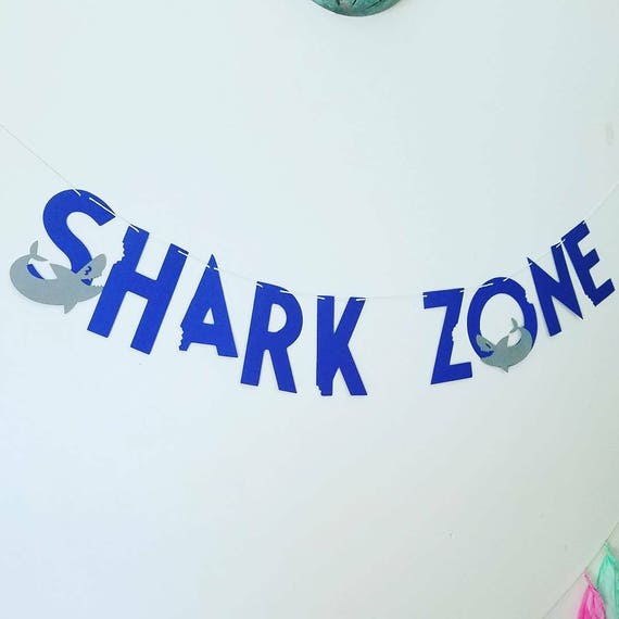 Shark Banner Shark Party Decor Shark Zone Banner Shark | Etsy