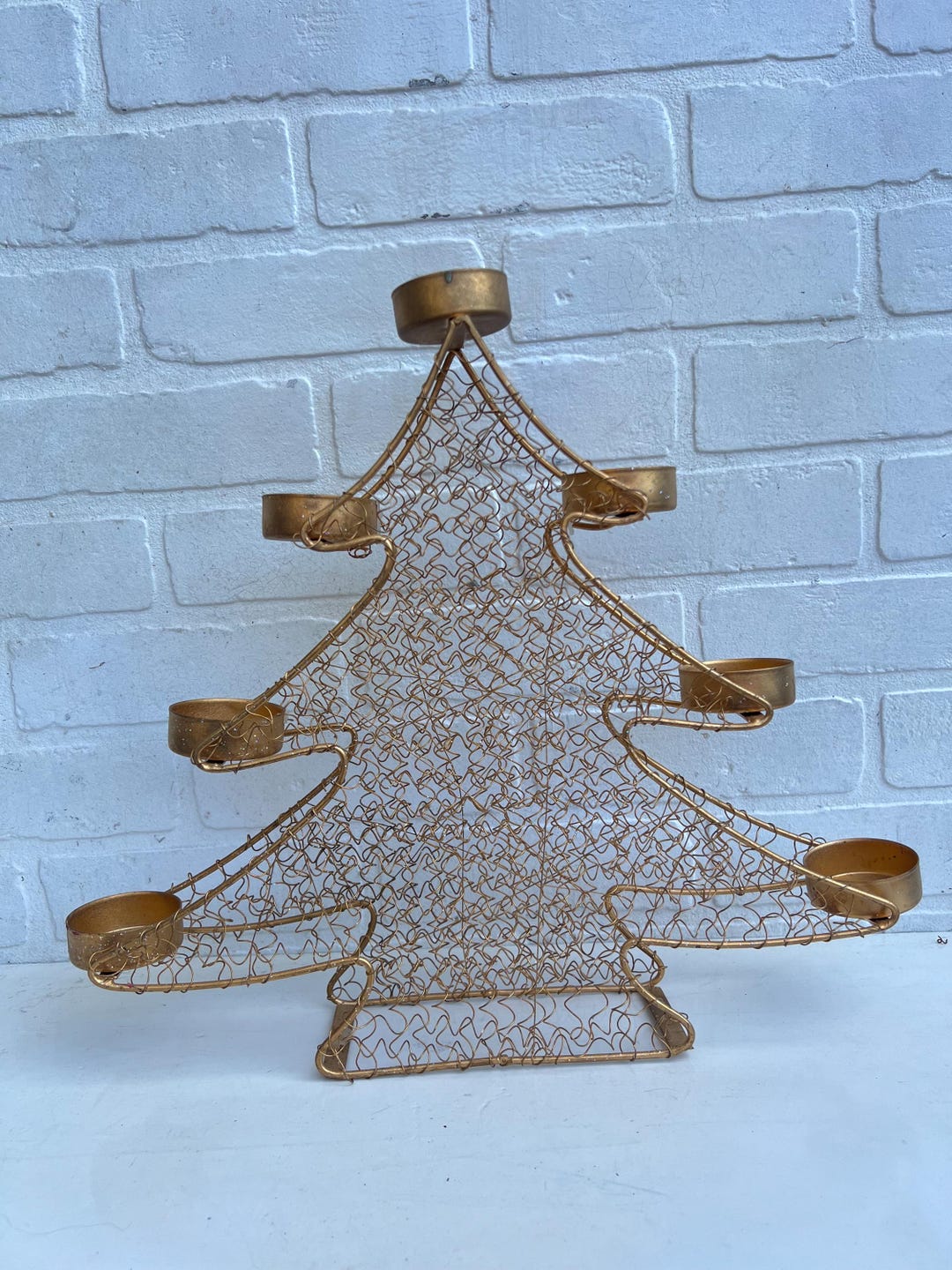 Vintage Christmas Candle Stand Tree. Christmas Gold Tree Stand ...