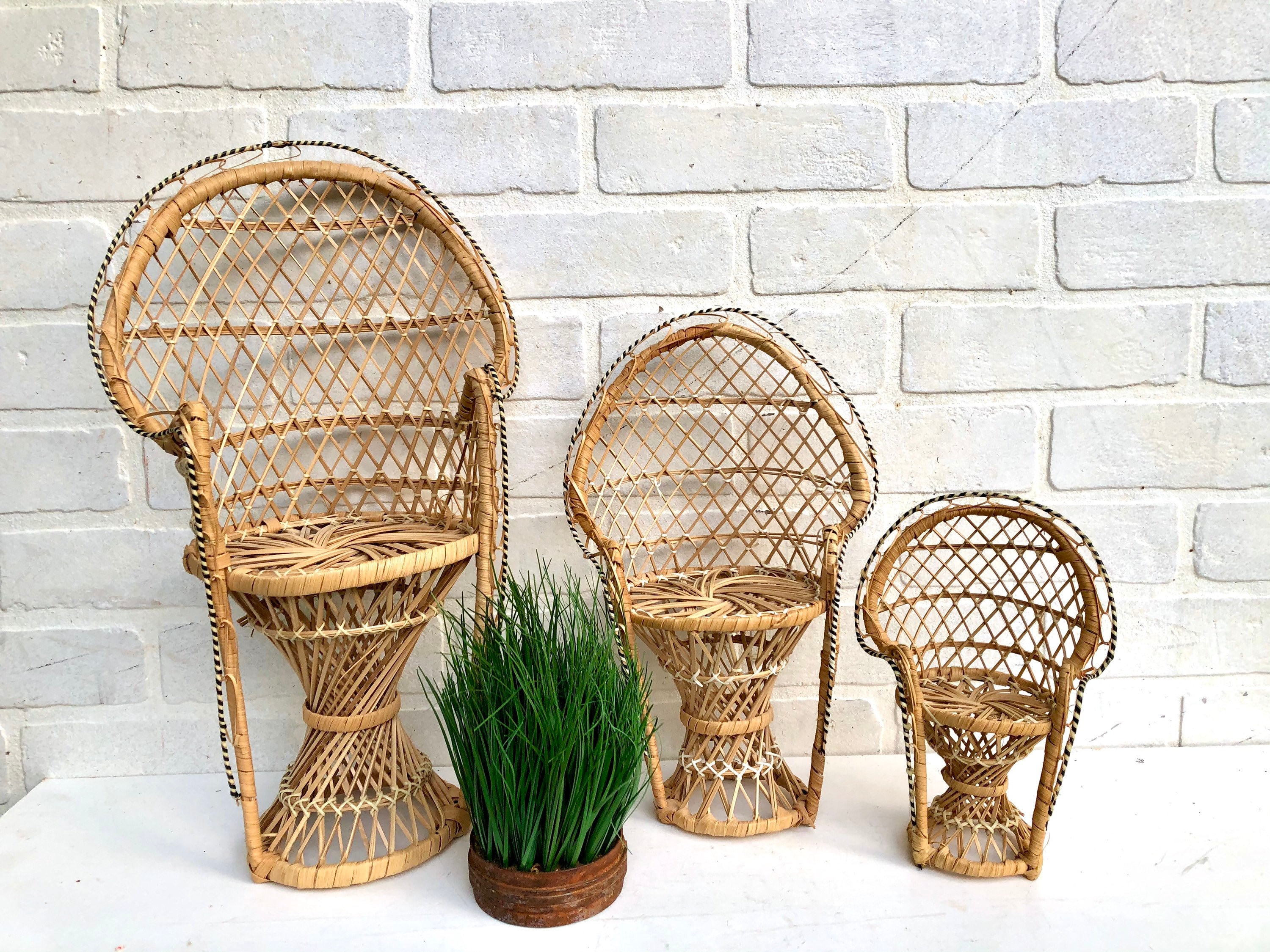 Ornaments Home & Living Rattan miniature sofa 70's Mini Peacock bench ...