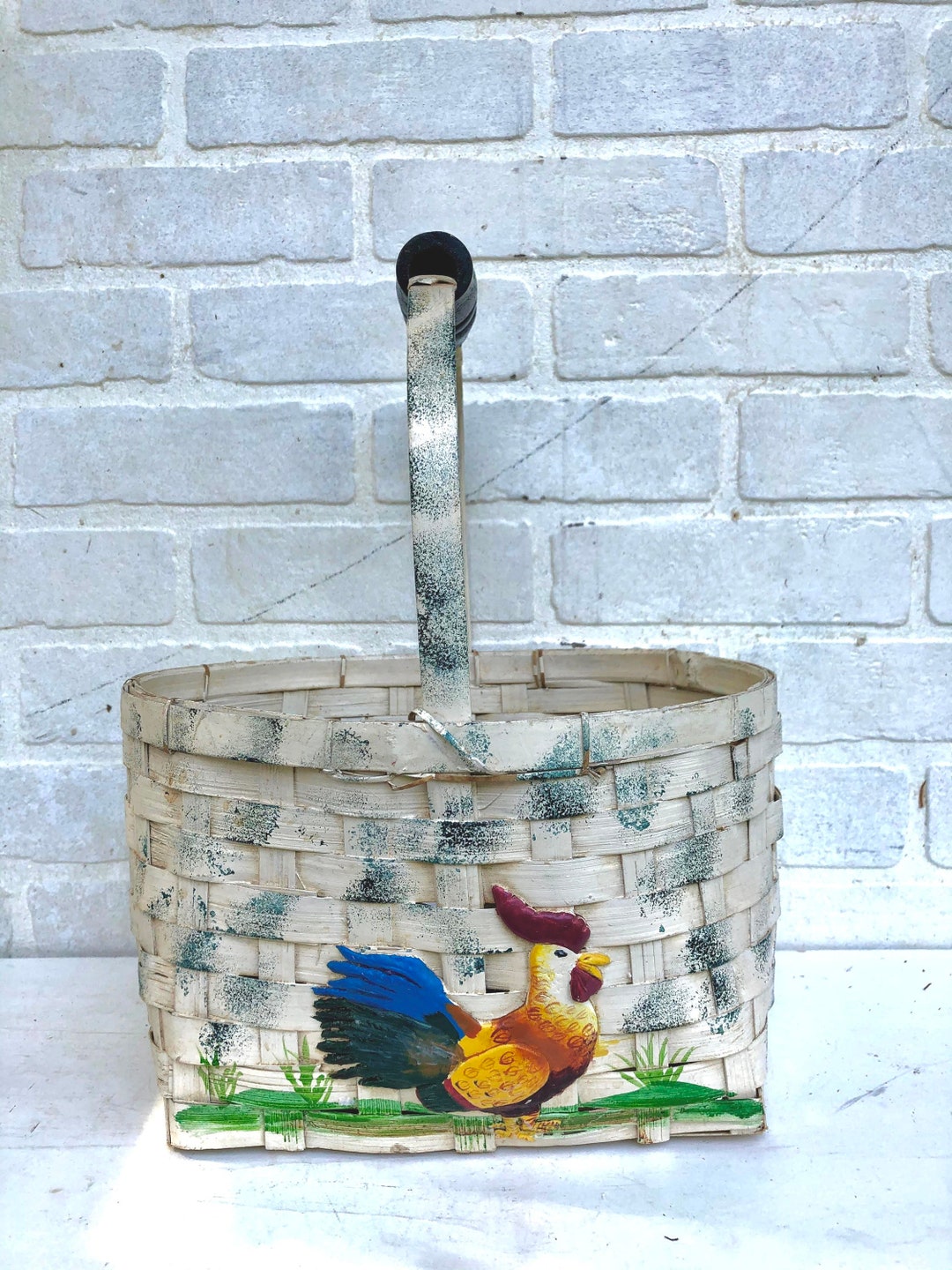 Vintage Chicken Farmhouse Basket. Easter Farm Basket. Kitchen Basket ...
