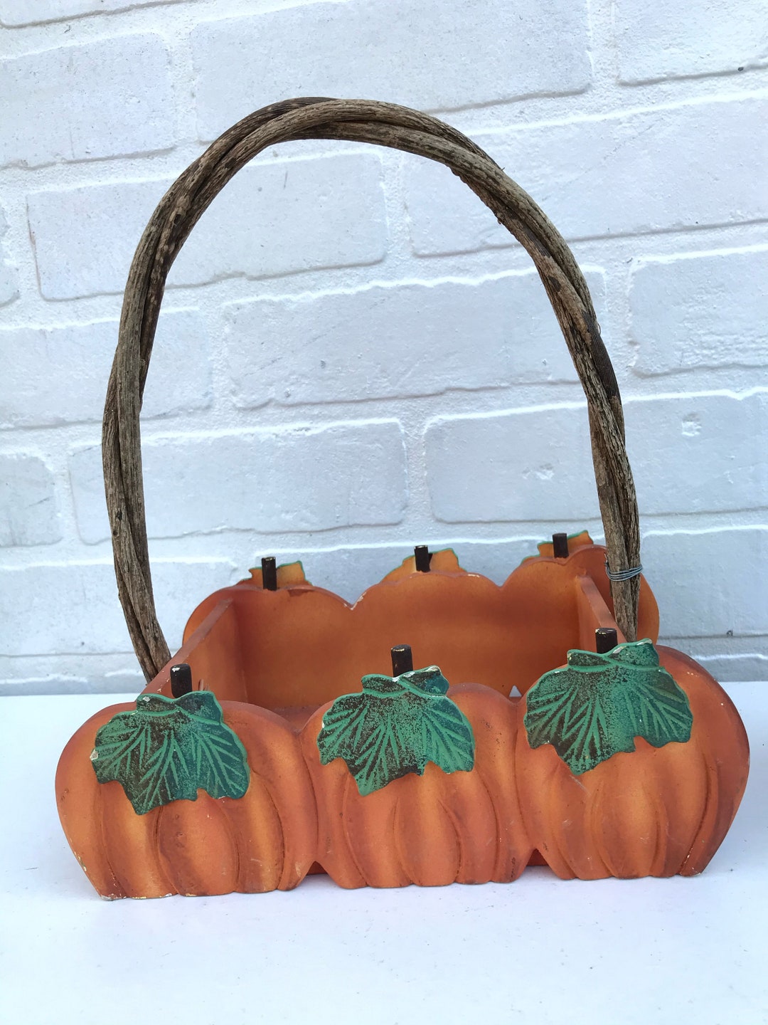 Vintage Fall Pumpkin Basket. Holiday Pumpkin Basket. Thanksgiving ...