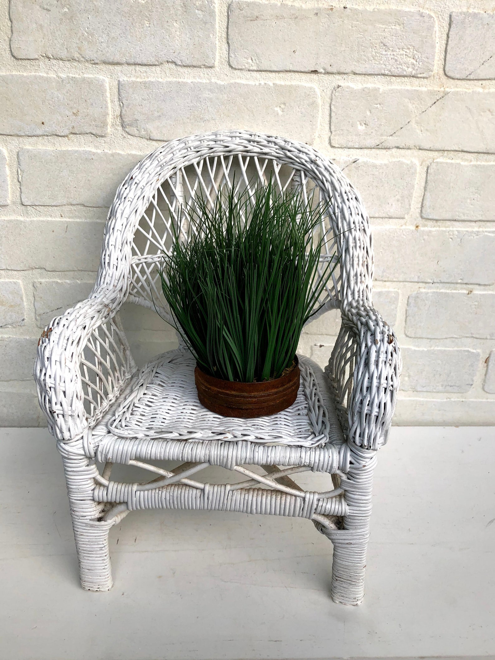 Vintage Wicker Arm Chair. Mini Arm Chair. Plant Stand. Boho - Etsy