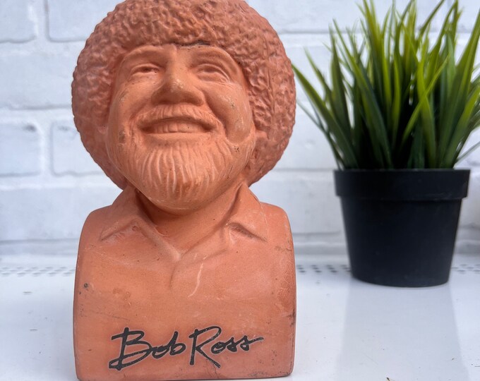 Vintage Chia Pet Bob Ross. Terracotta Bob Ross. Planter Decor. Boho ...