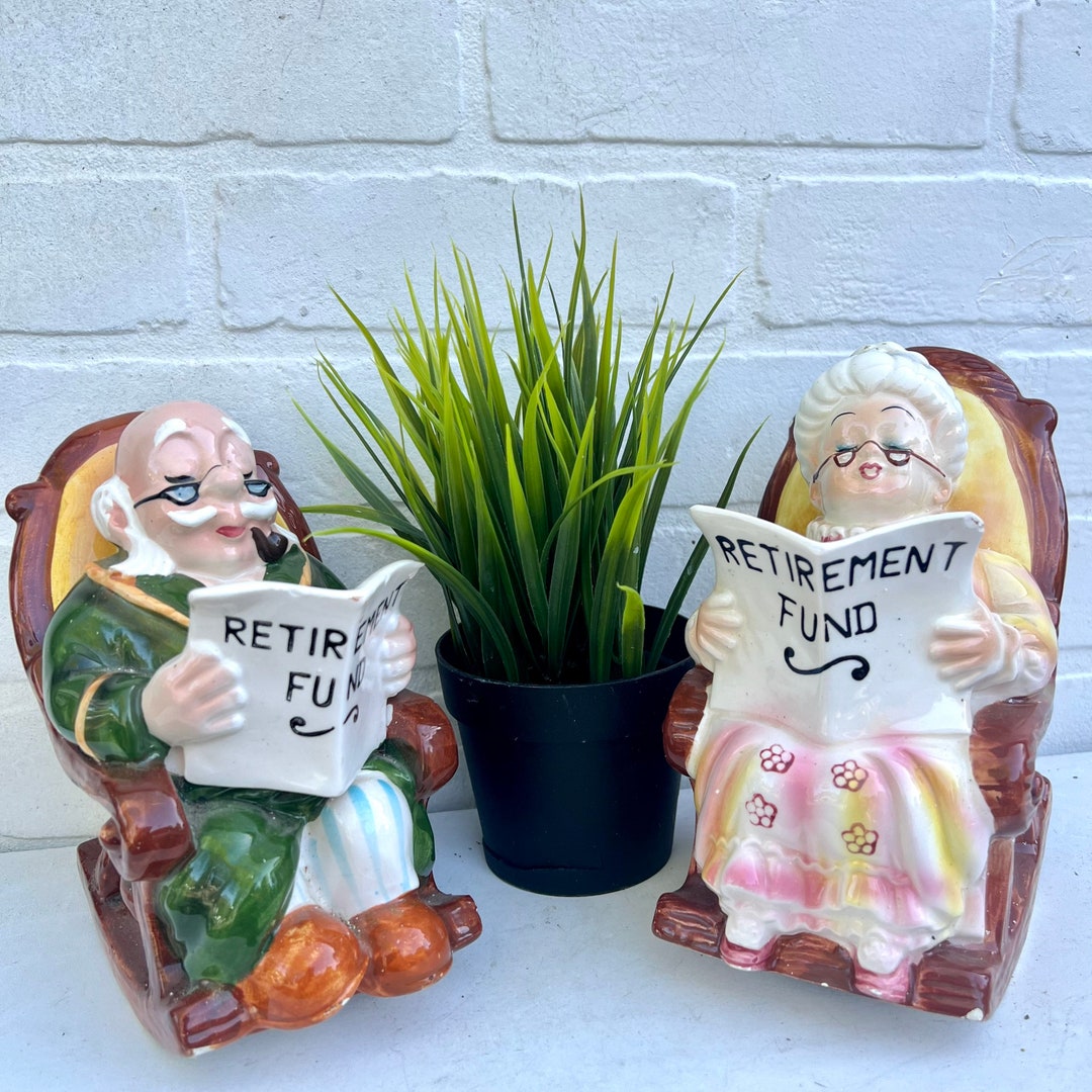 Vintage Retirement Piggy Bank Set. Grandparents Gift. Lefton Retirement ...