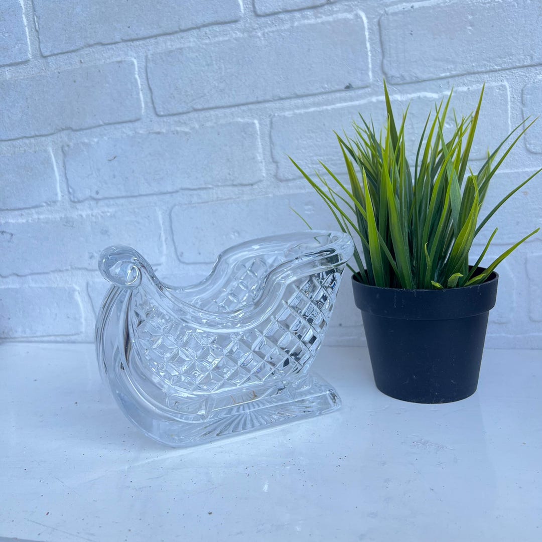 Vintage Christmas Crystal Glass Sleigh. Crystal Sleigh. Christmas ...