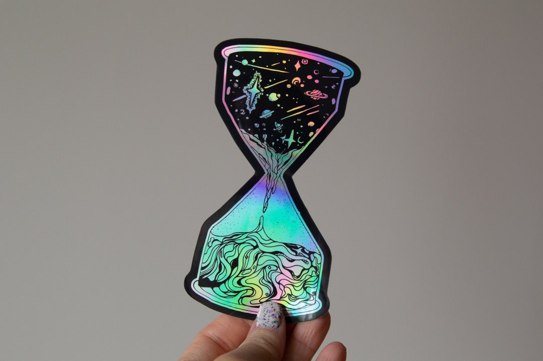 Cosmic Time Art Sticker - Hand Drawn - Holo Stickers - Etsy