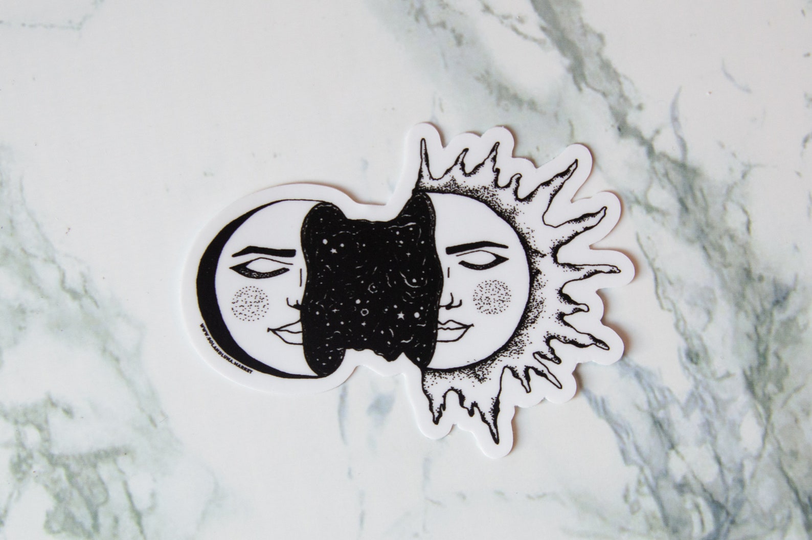 Sun and Moon Art Sticker Hand Drawn Vinyl Stickers Black | Etsy