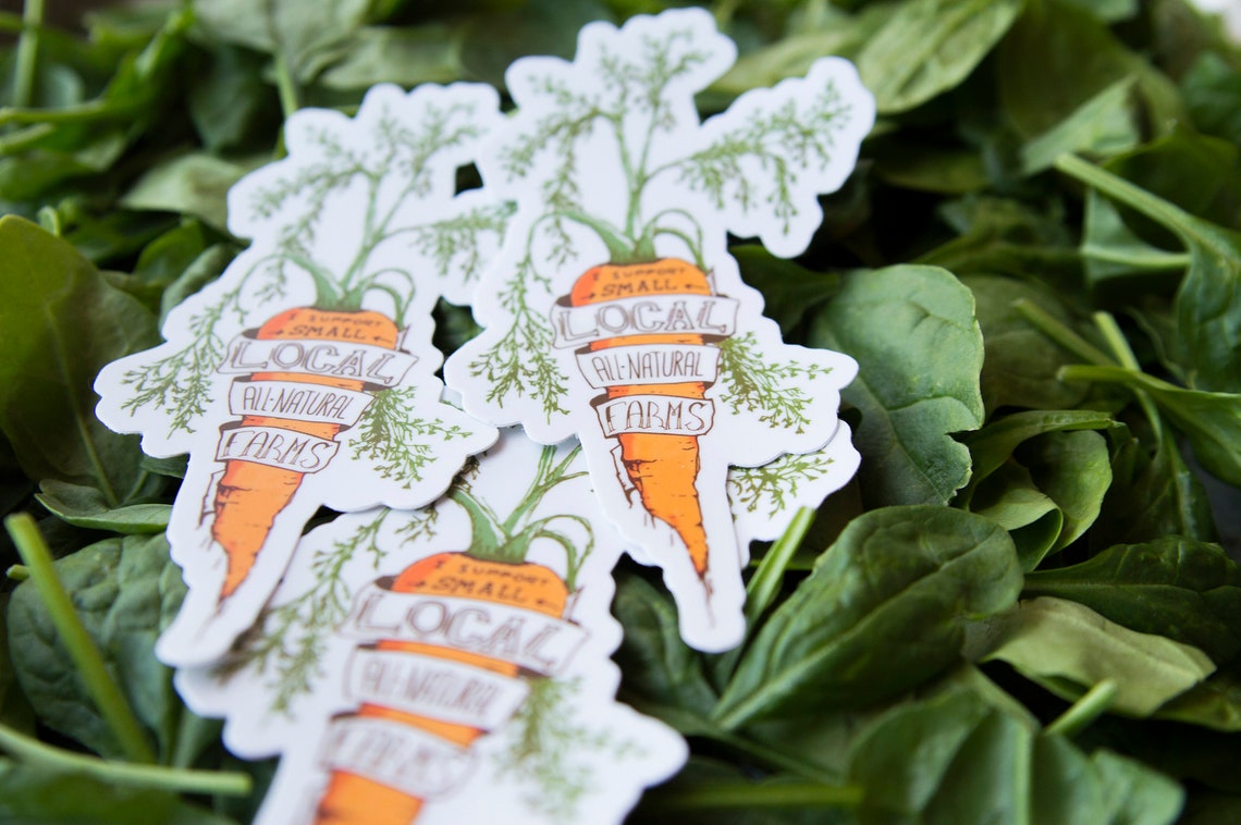 I Support Small Local All Natural Farms Sticker, Hand Drawn Vinyl ...