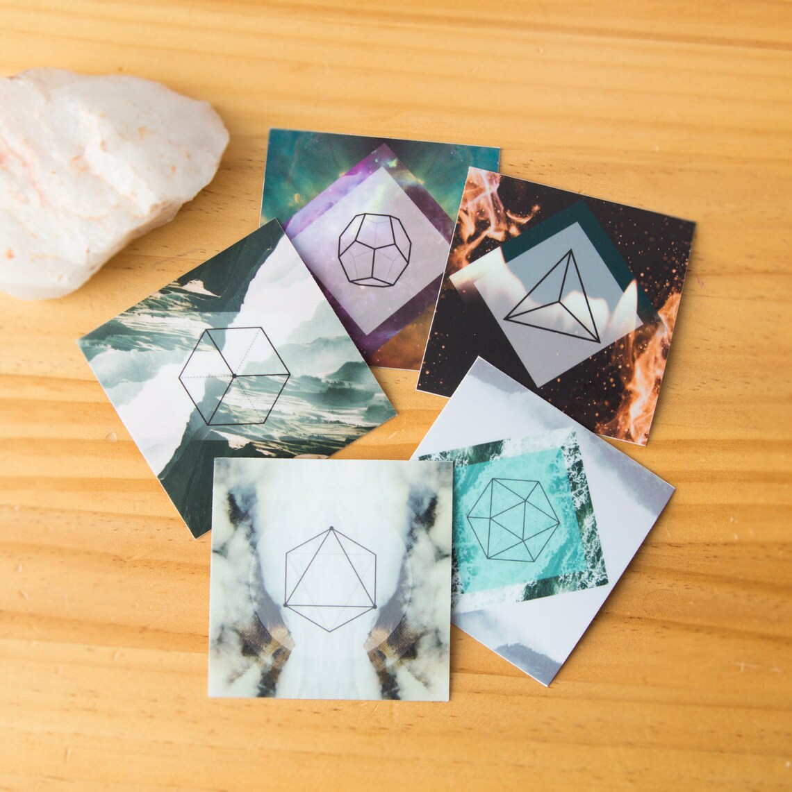 5 Platonic Solids Sacred Geometry Stickers - Ether, Water, Wind, Fire ...