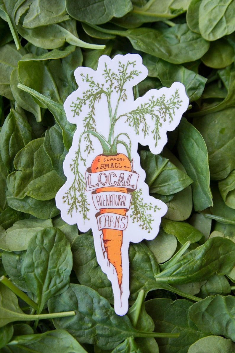 I Support Small Local All Natural Farms Sticker, Hand Drawn Vinyl ...