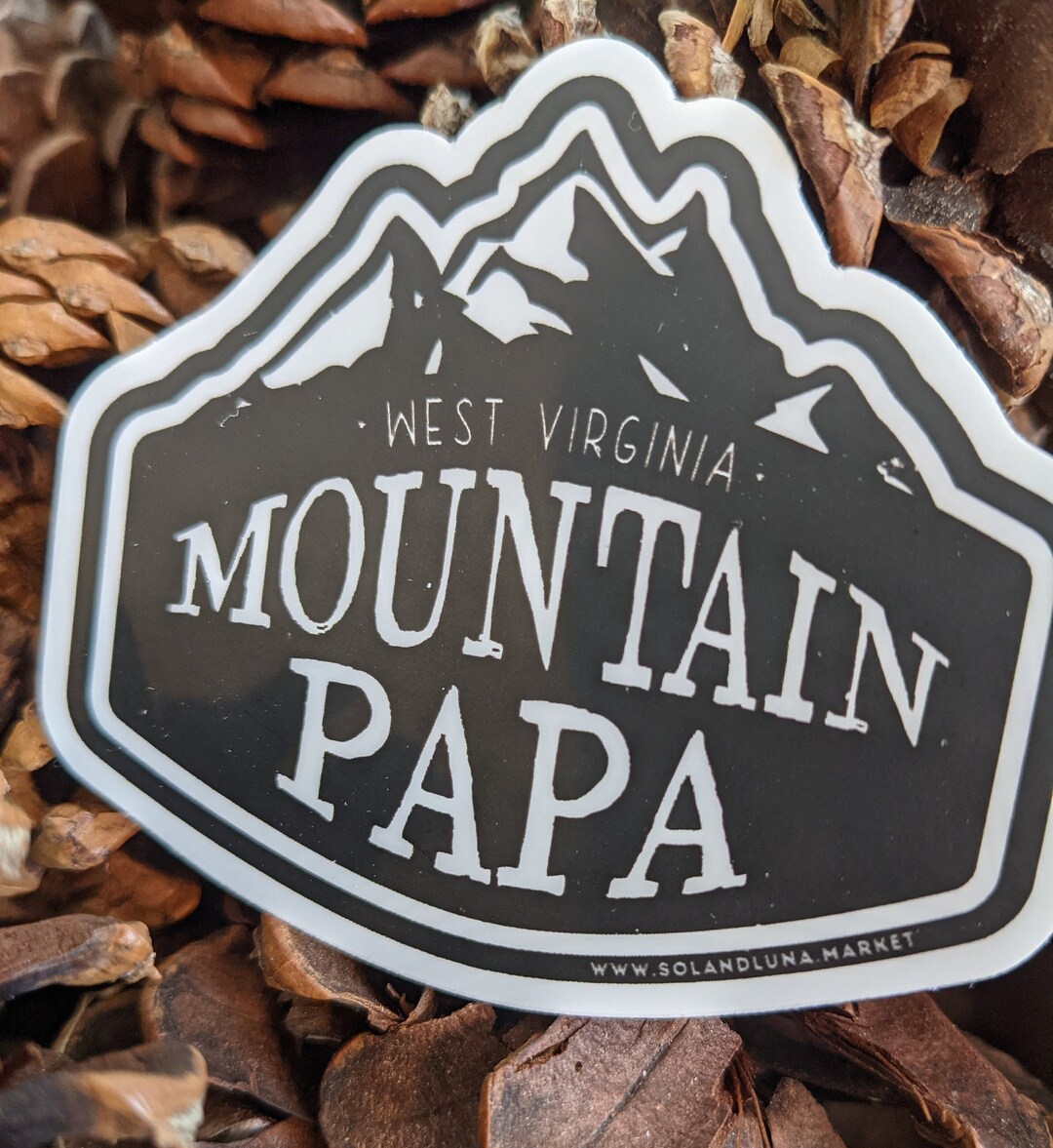 West Virginia Mountain Papa Sticker - Dad Father's Gift, Vinyl Stickers ...