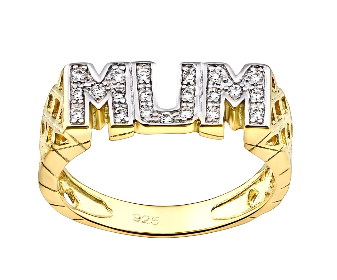 9ct Yellow Gold on Silver MUM Ring Size J K L M N O P Q R S T - Etsy
