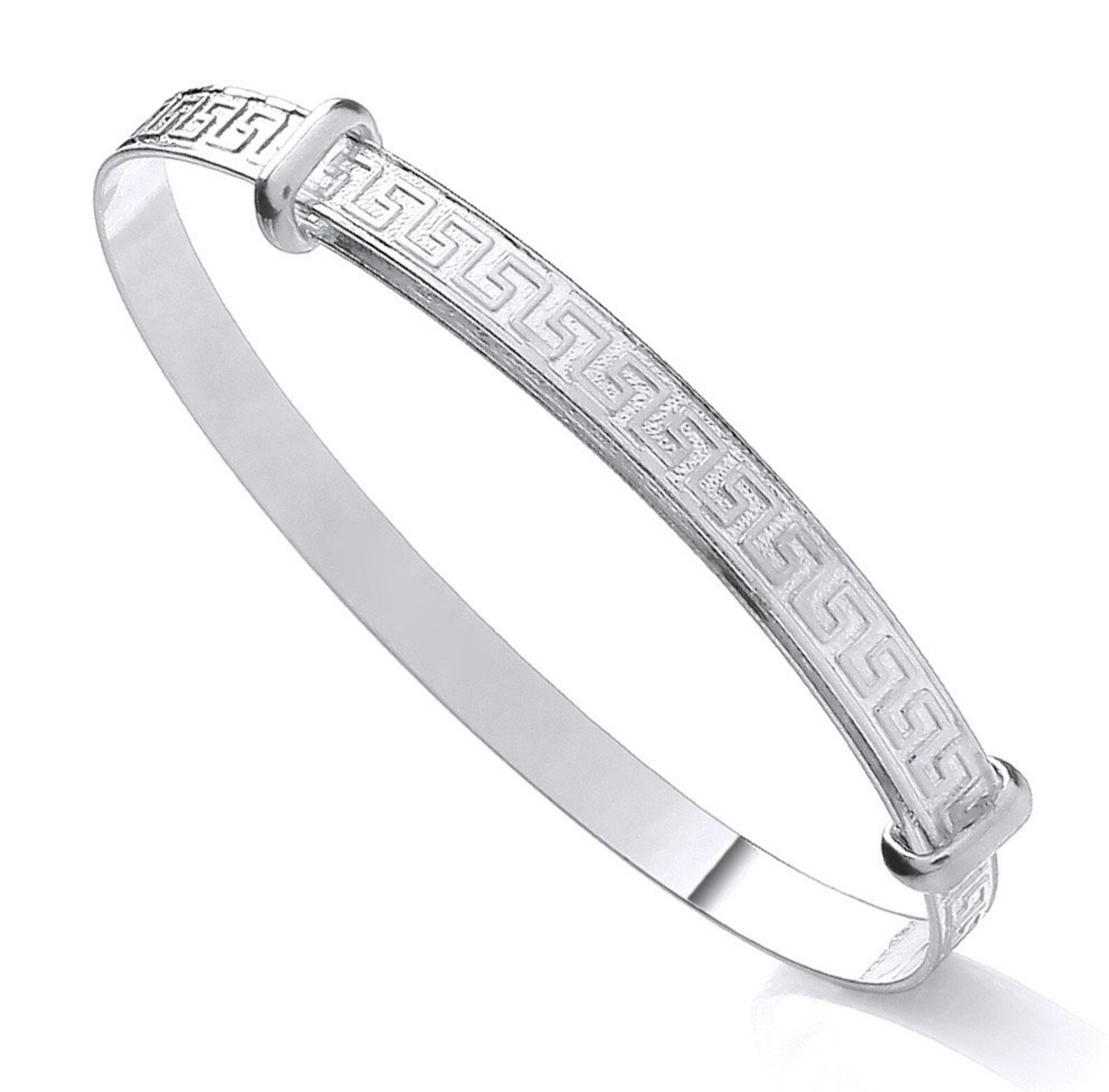 Sterling Silver Expanding Baby Bangle Greek Key Pattern - Etsy