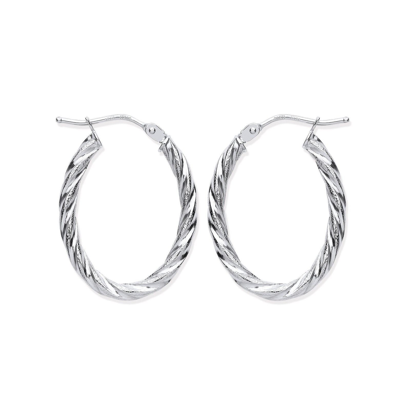9ct White Gold Fancy Twisted Oval Hoop Earrings - Etsy UK