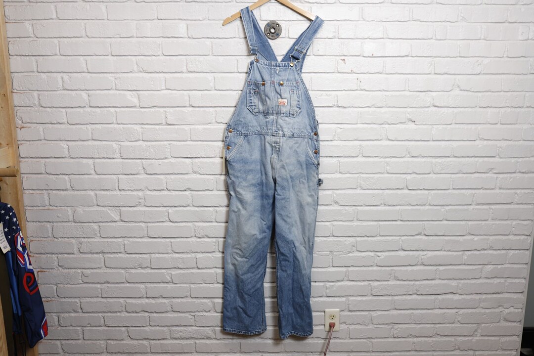 90s Faded Roundhouse Denim Overalls Size 38/28 - Etsy