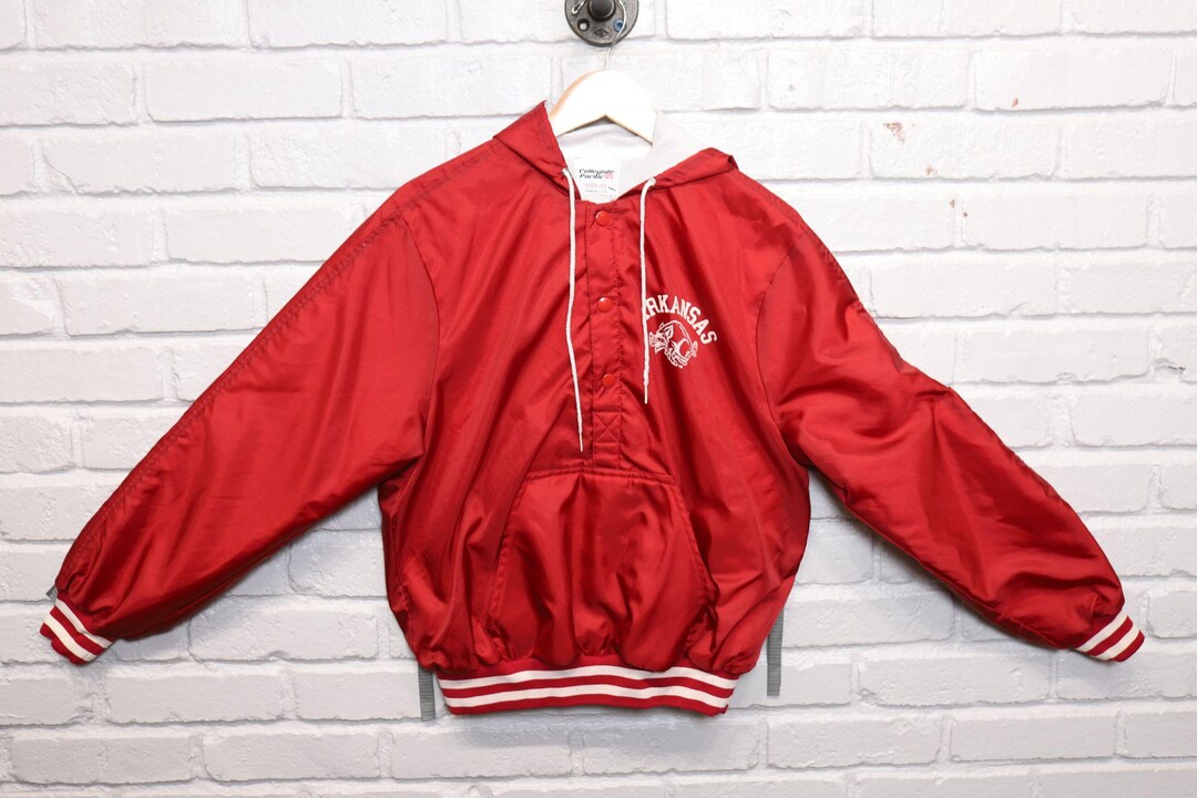 80s Vintage Arkansas Razorbacks Hooded Windbreaker Jacket Size S - Etsy