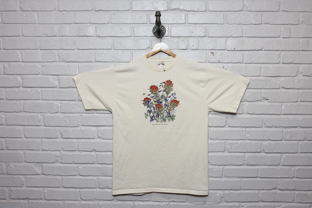 90s Indian Paintbrush Blue Larkspur Flower Art Tee Size Xl - Etsy
