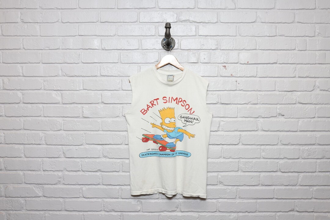 90s Bart Simpson Skateboard Champion Cut off Tee Size Medium - Etsy
