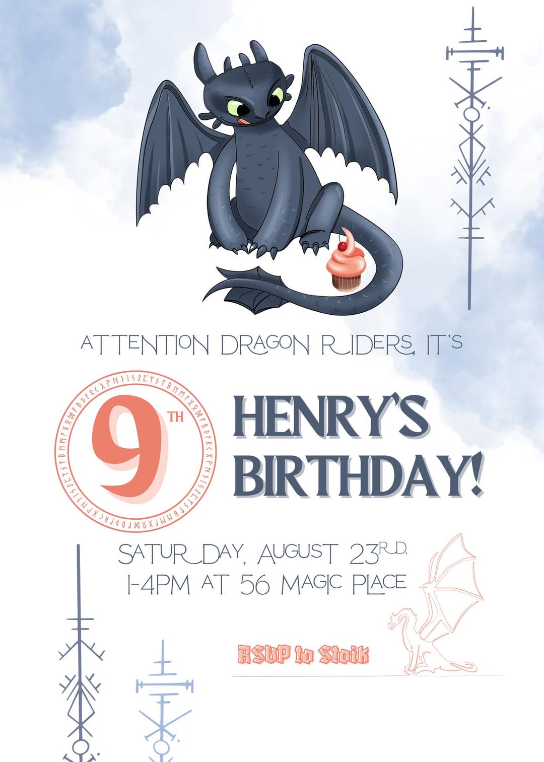 Custom How to Train Your Dragon Birthday Party Invitation, Digital Copy ...