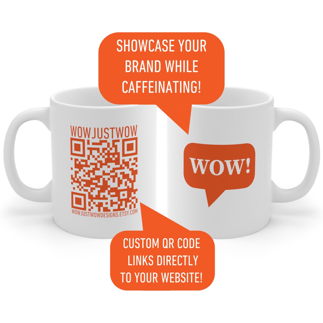 Custom QR Code Link Business Mug | Option to Add Your Company Logo to ...