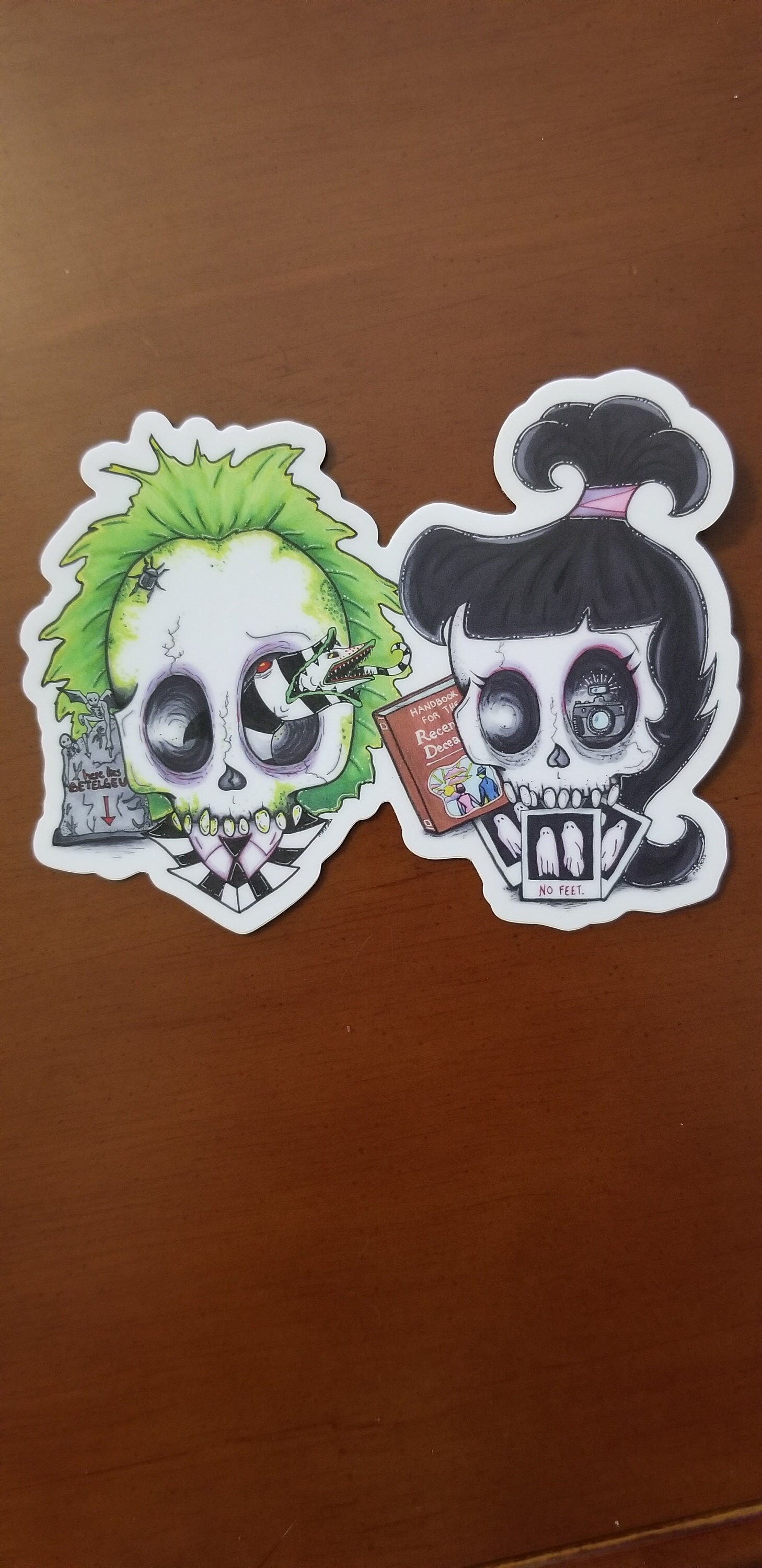 Sticker Beetlejuice and Lydia Skulls - Etsy