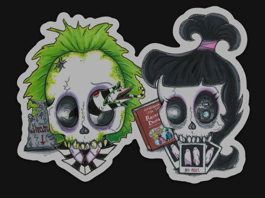 Sticker Beetlejuice and Lydia Skulls - Etsy
