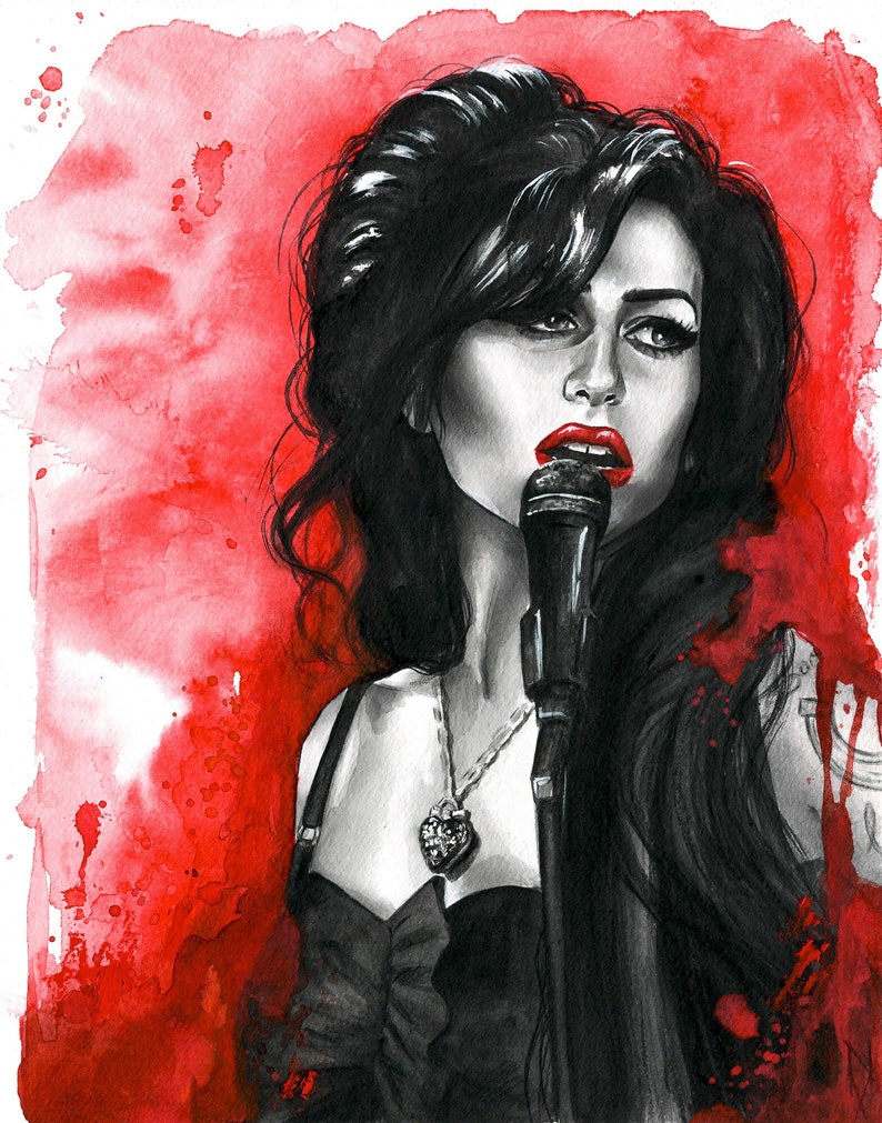 Back to Black, Amy Winehouse Portrait - Original Watercolor Painting - Etsy