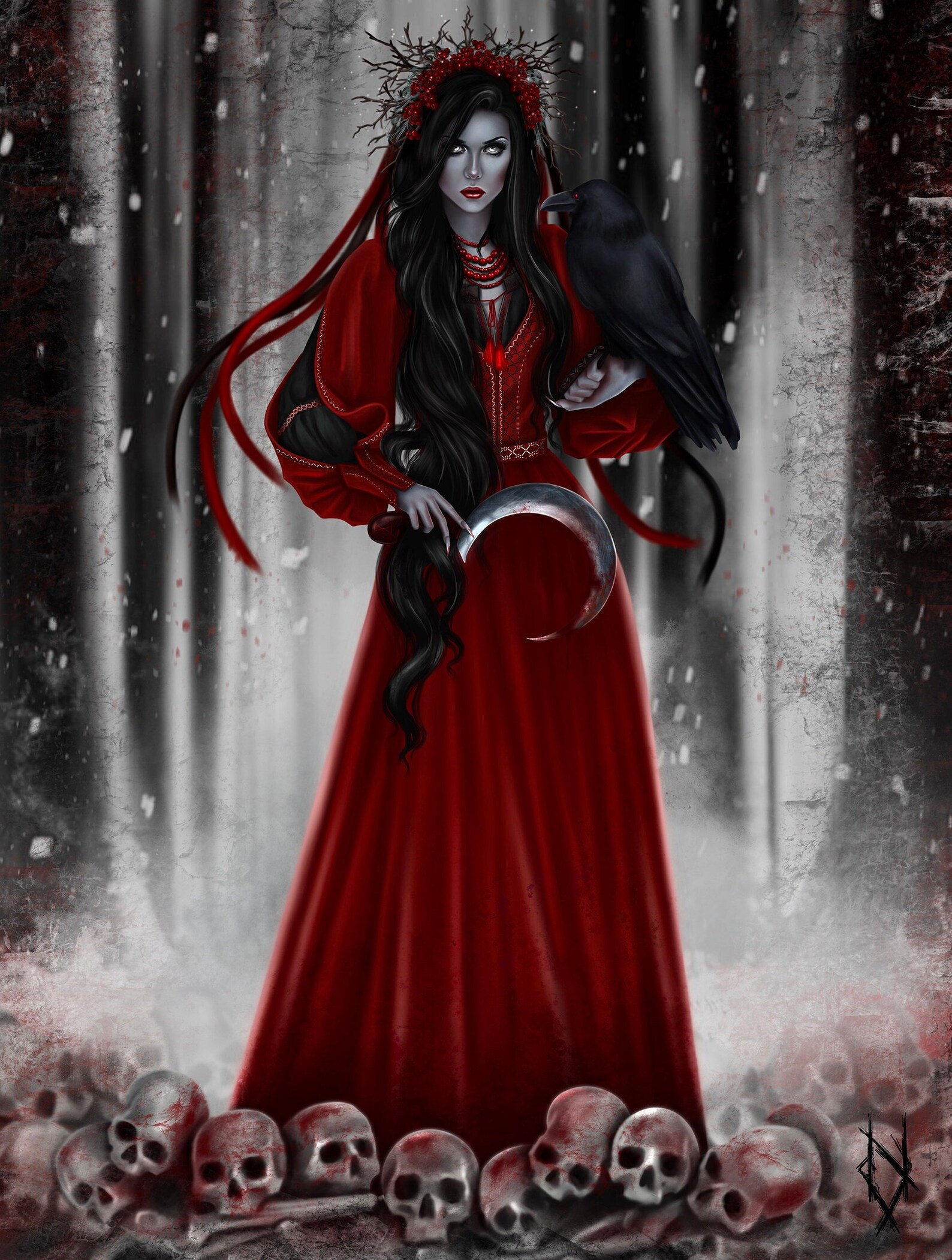 MARA, Goddess, Death, Raven, Skulls Art Print - Etsy