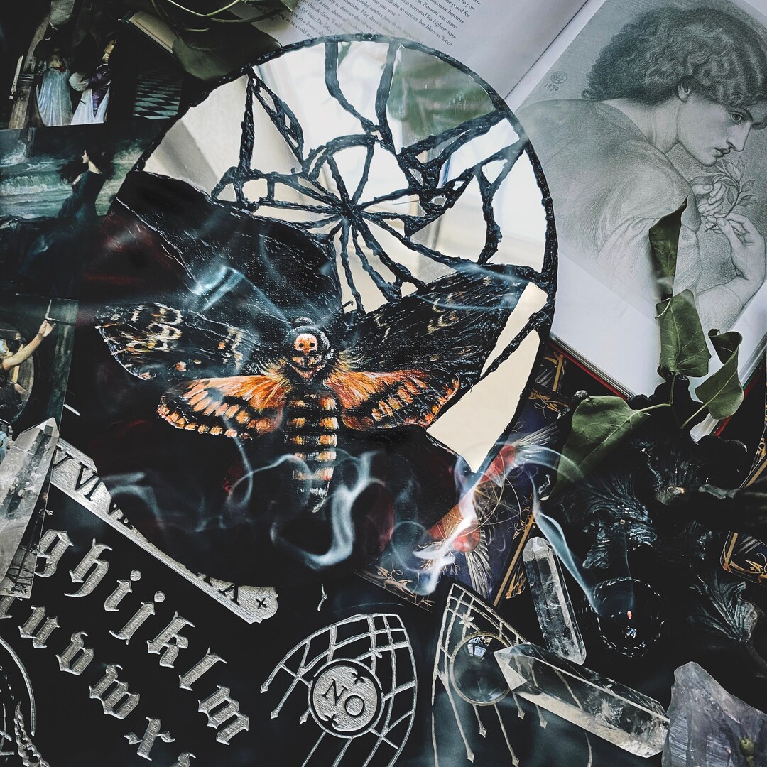 Sphingidae – Moth and Broken Mirror – Original Acrylic Painting, Gothic ...