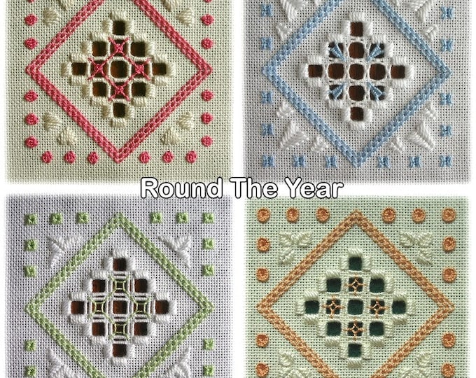 Hardanger Embroidery Round Dozen set of 12 Card-sized | Etsy