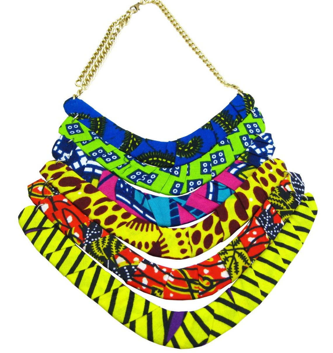 African Print Fabric Breastplate Necklace, Jewellery, Ankara Statement ...