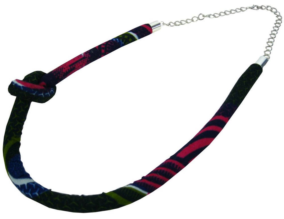 African Rope Necklace With Side Knot Feature and Plated Chain. - Etsy