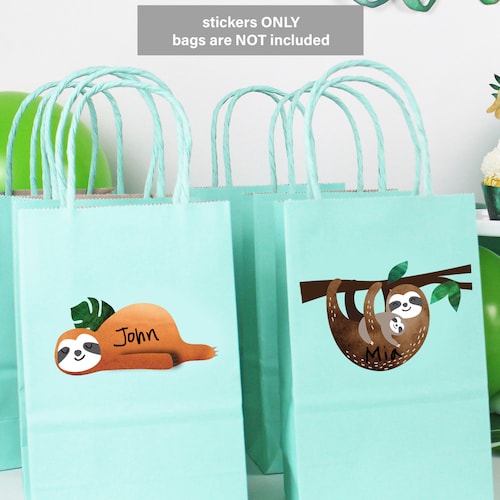 Sloth Party Favor Bag Stickers Gift Tag Gift Bag - Etsy
