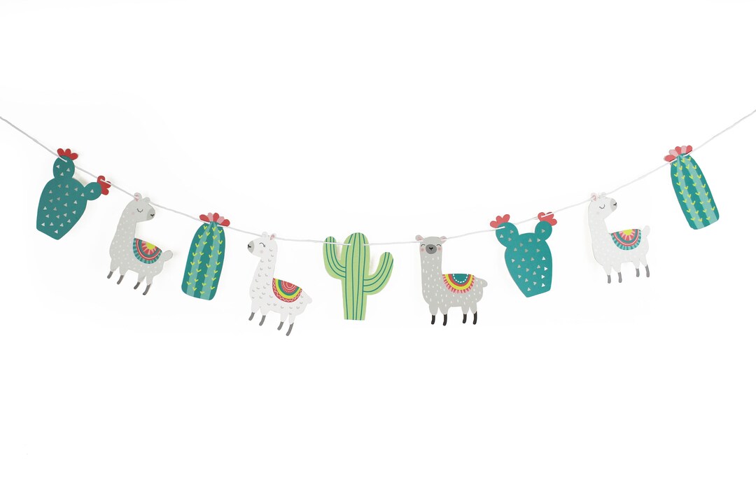 Llama and Cactus Garland Party Bunting Birthday Decorations Photo Prop ...