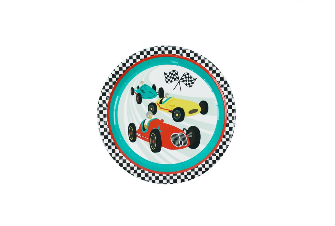 Vintage Race Car Paper Plates, 12 Ct Paper Plates for Race Car Party ...