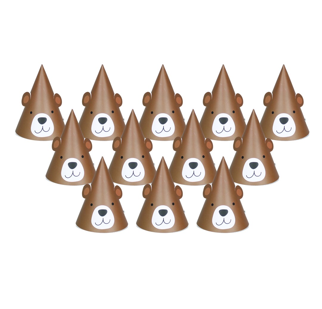 Adventure Party Hats, 12 Ct Camping Themed Party Decor Bear Party Hats ...