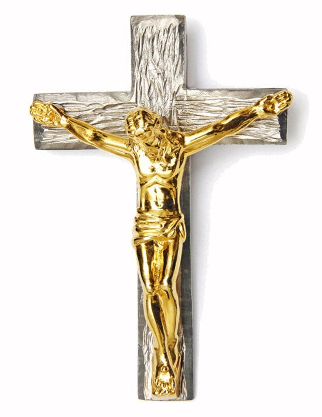 Jesus on the Cross Silver & Gold Crucifix Pendant - Etsy