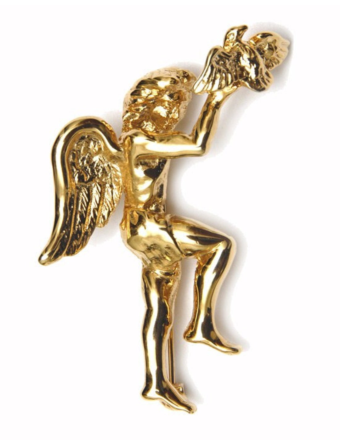 Angel Holding Dove Pendant in Gold - Etsy