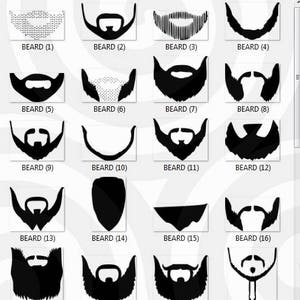 Beard Style Guide Poster,40 Clipart, Scalable, Printable, PDF, SVG, NPG ...