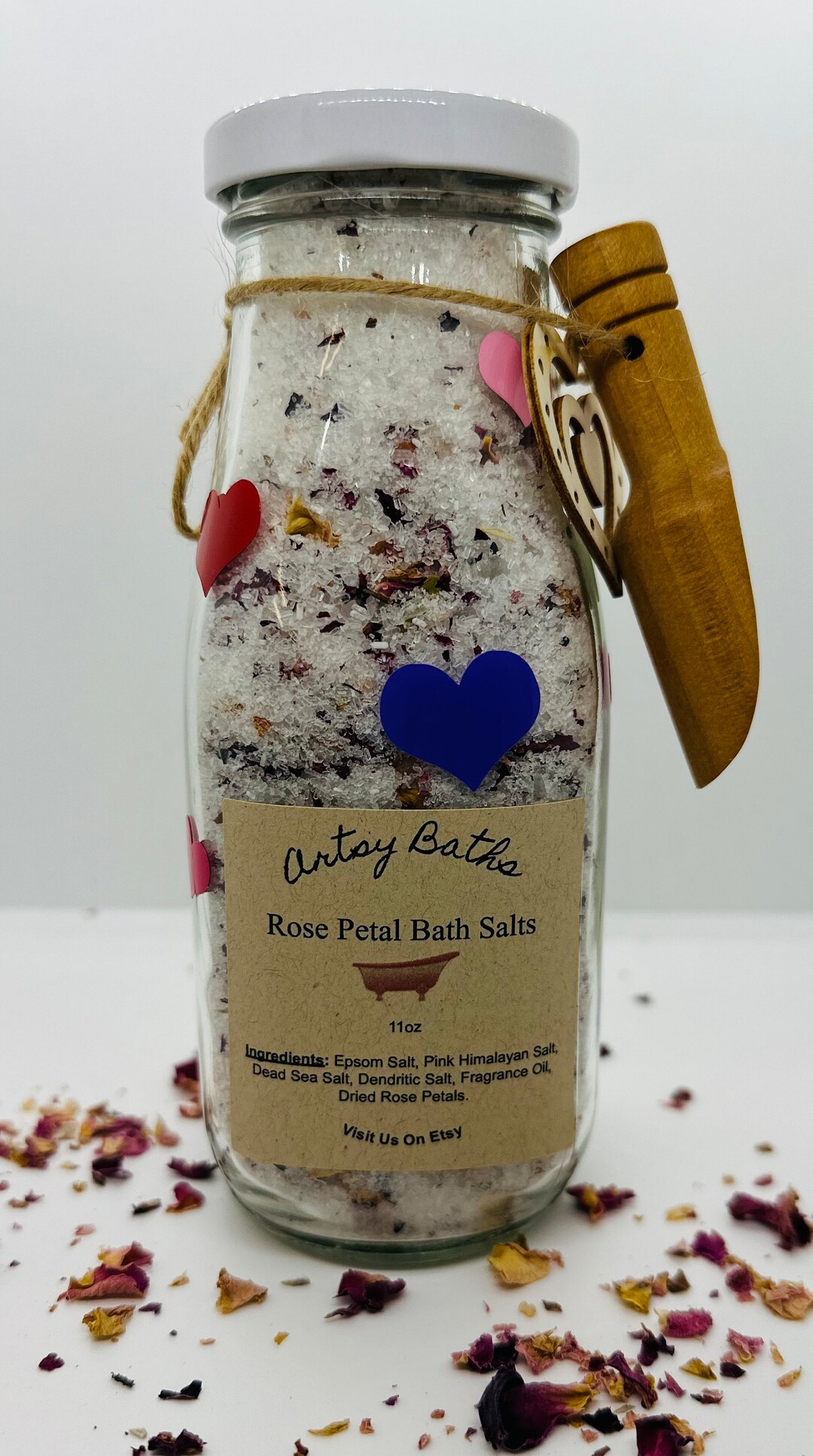 Red Rose Bath Salt Soak in a Glass Milk Bottle, Roses, Rose, Bath Salt ...