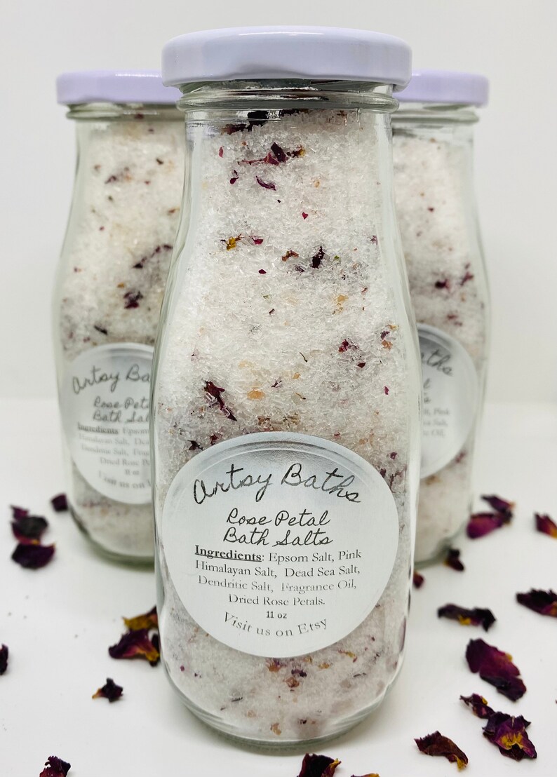 Red Rose Bath Salt Soak in a Glass Milk Bottle Roses Rose | Etsy