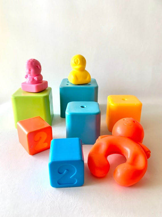 Vintage Plastic Stacking Nesting Block Set - Etsy
