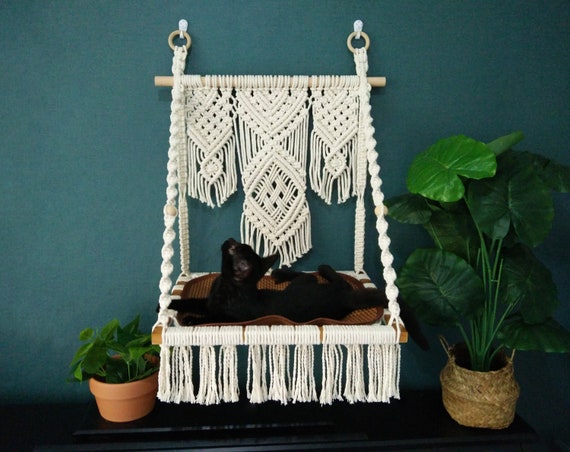 Macrame Cat Wall Furnituremacrame Cat Bed/hammockbobo Pet - Etsy