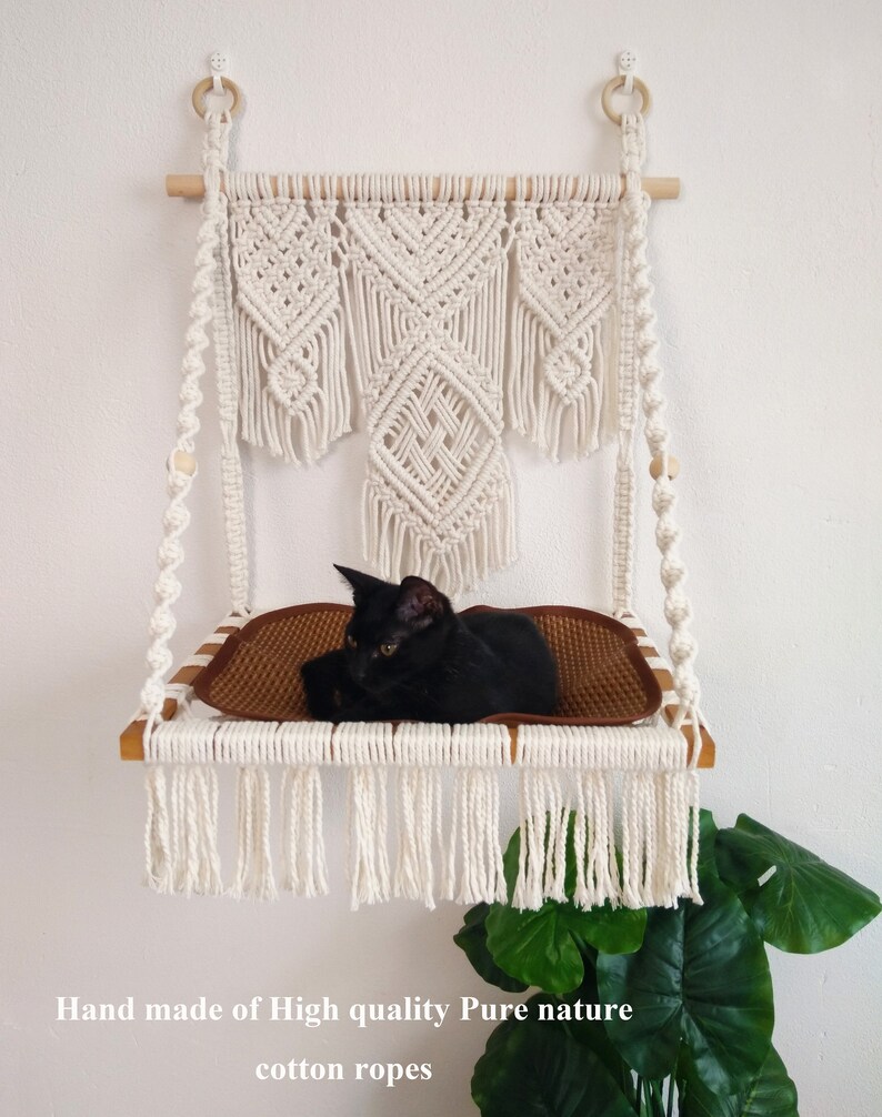 Macrame Cat Wall Furnituremacrame Cat Bed/hammockbobo Pet - Etsy