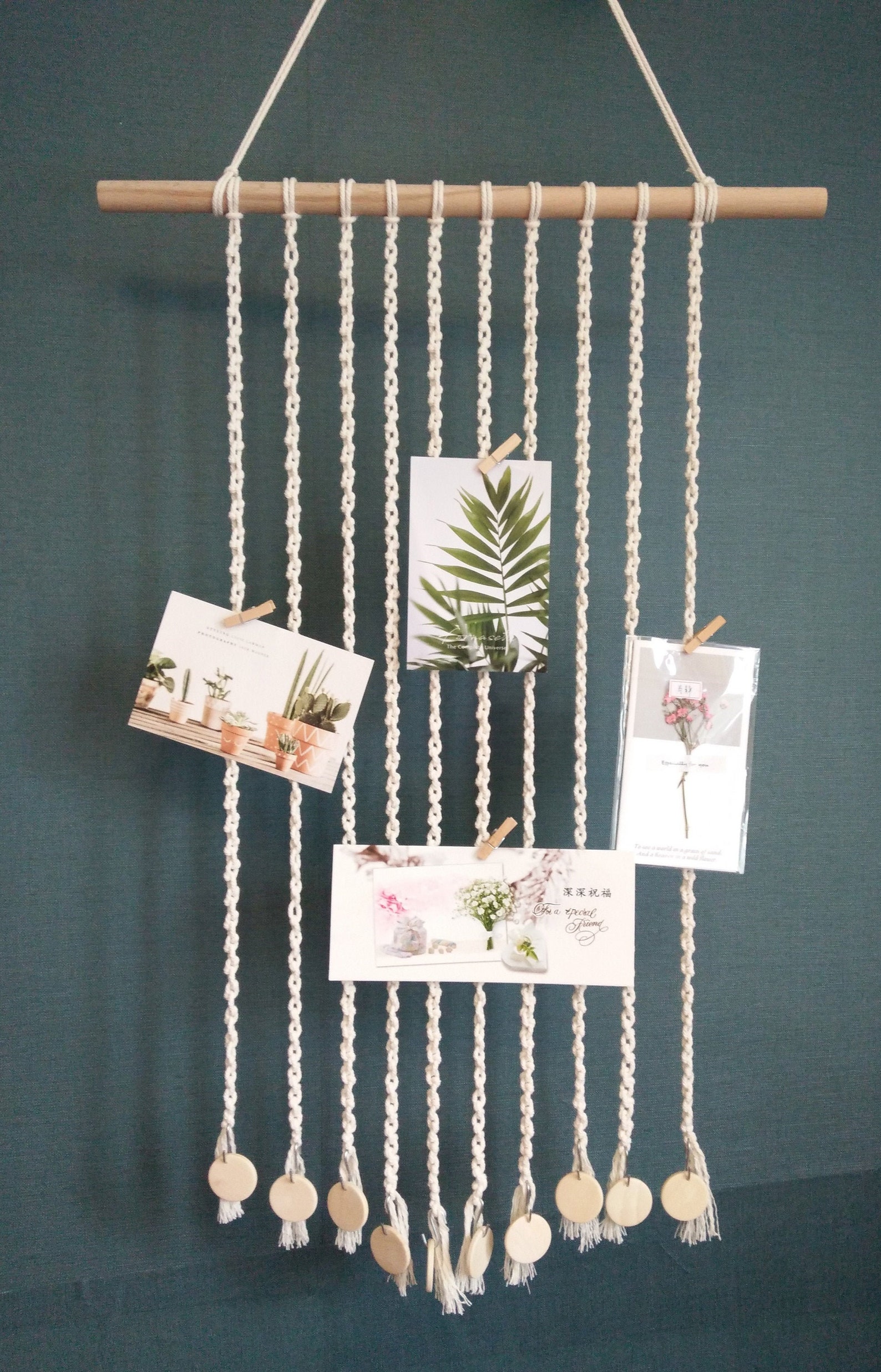 Macrame Wall Photo Hanger/photo Display Hand Woven Wall | Etsy