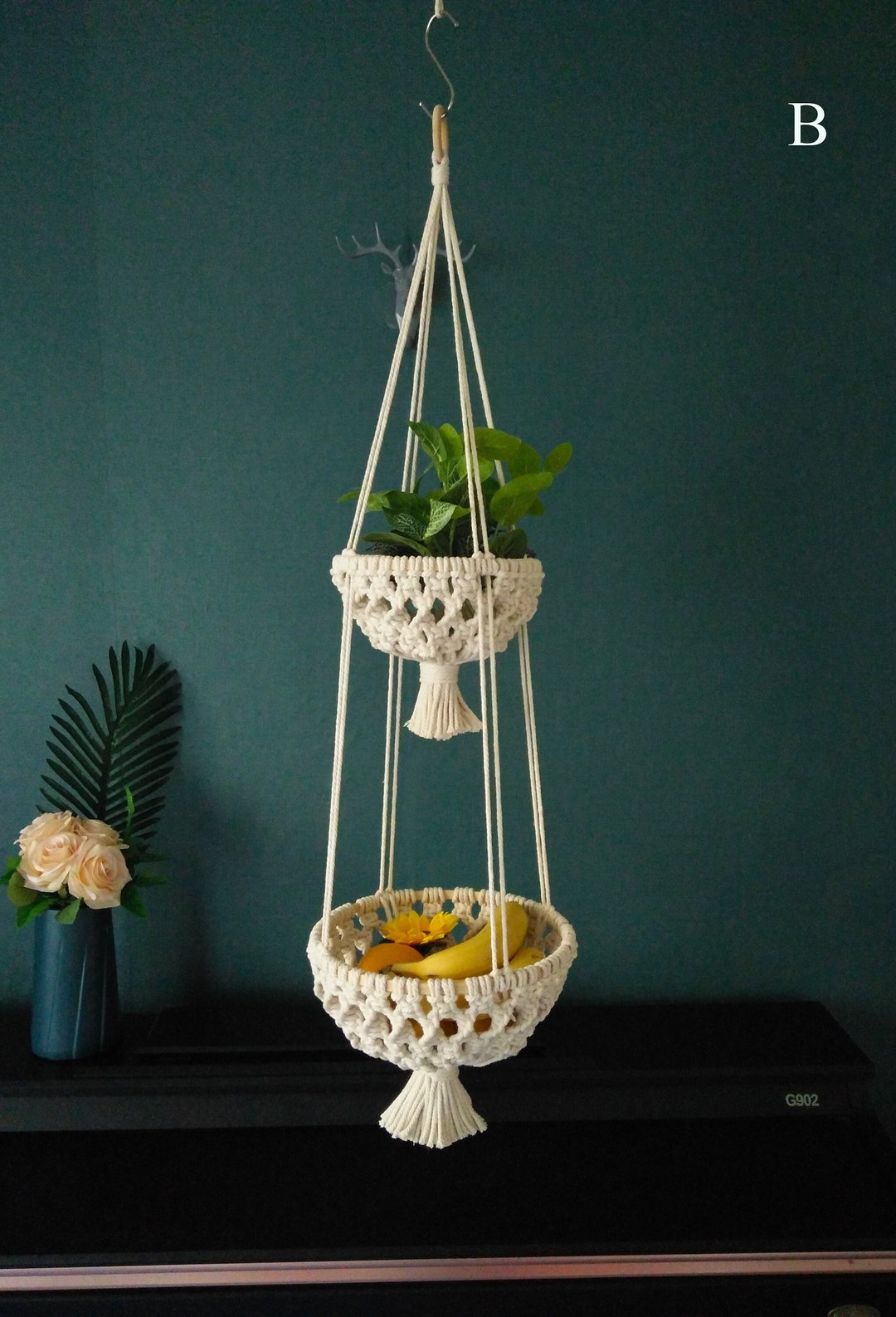 Macrame Fruit & Vegetable Hammock, Macrame Hanging Basket,kitchen Food ...