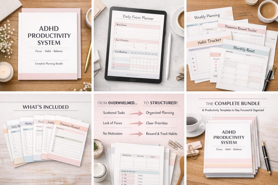ADHD Digital Planner | Organizer | Daily Weekly Monthly Planner PDF ...