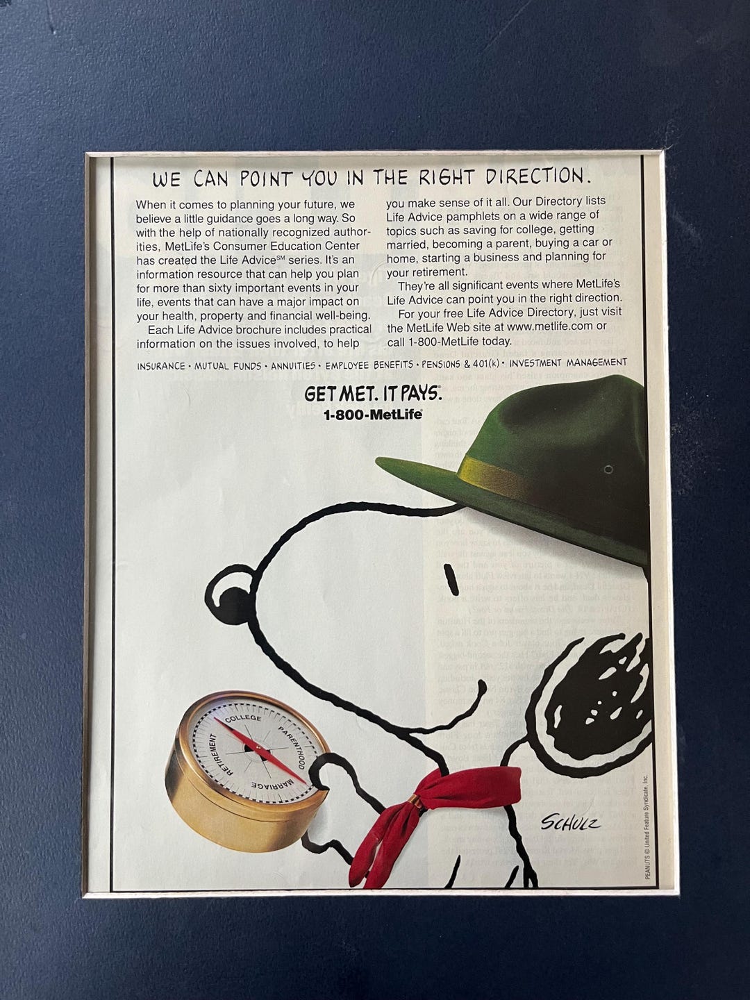 1990's Snoopy Metlife Original Print Ad - Etsy
