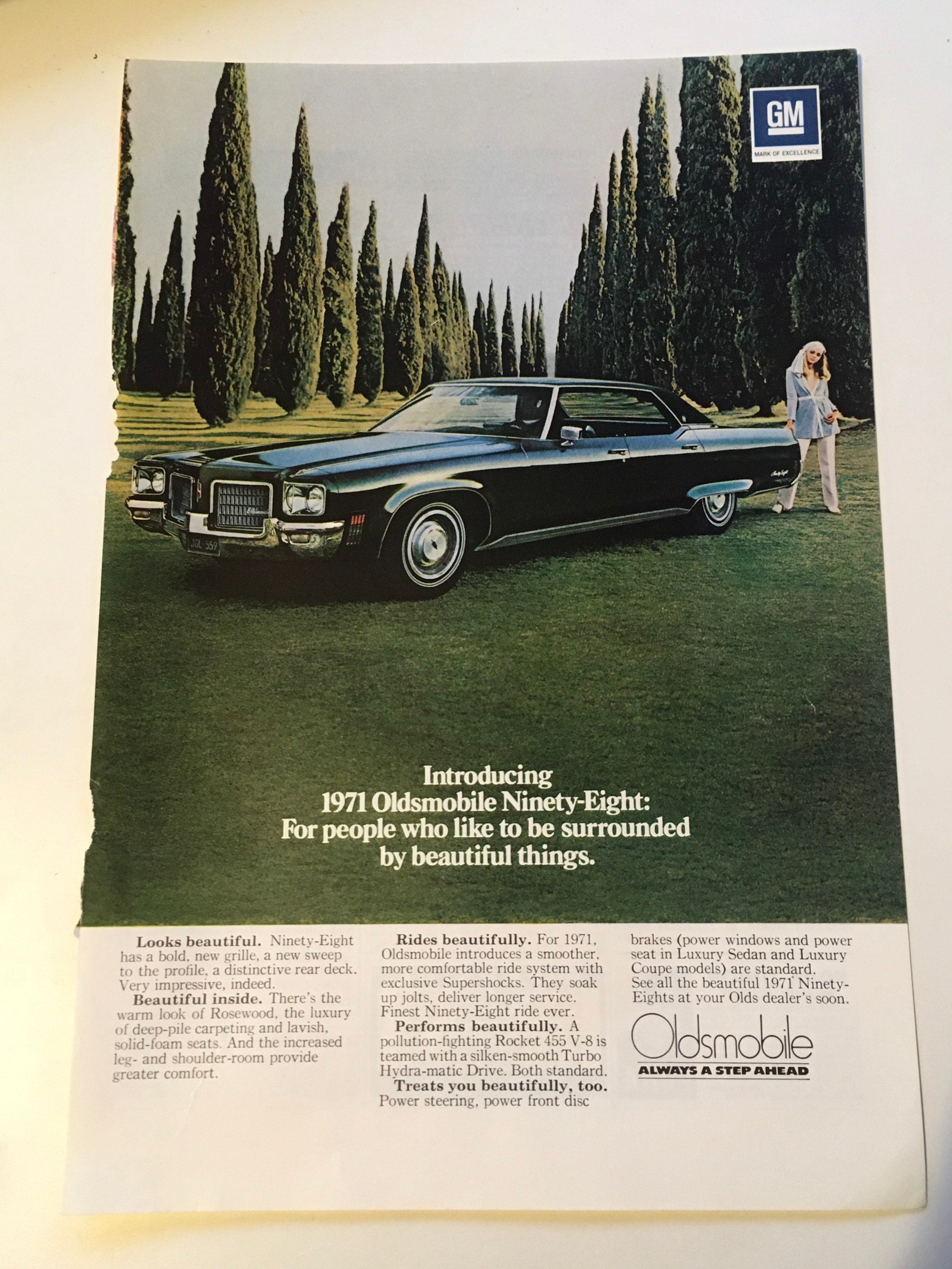 1970's Oldsmobile Ninety-eight Print Advertisement "for People Who Like ...